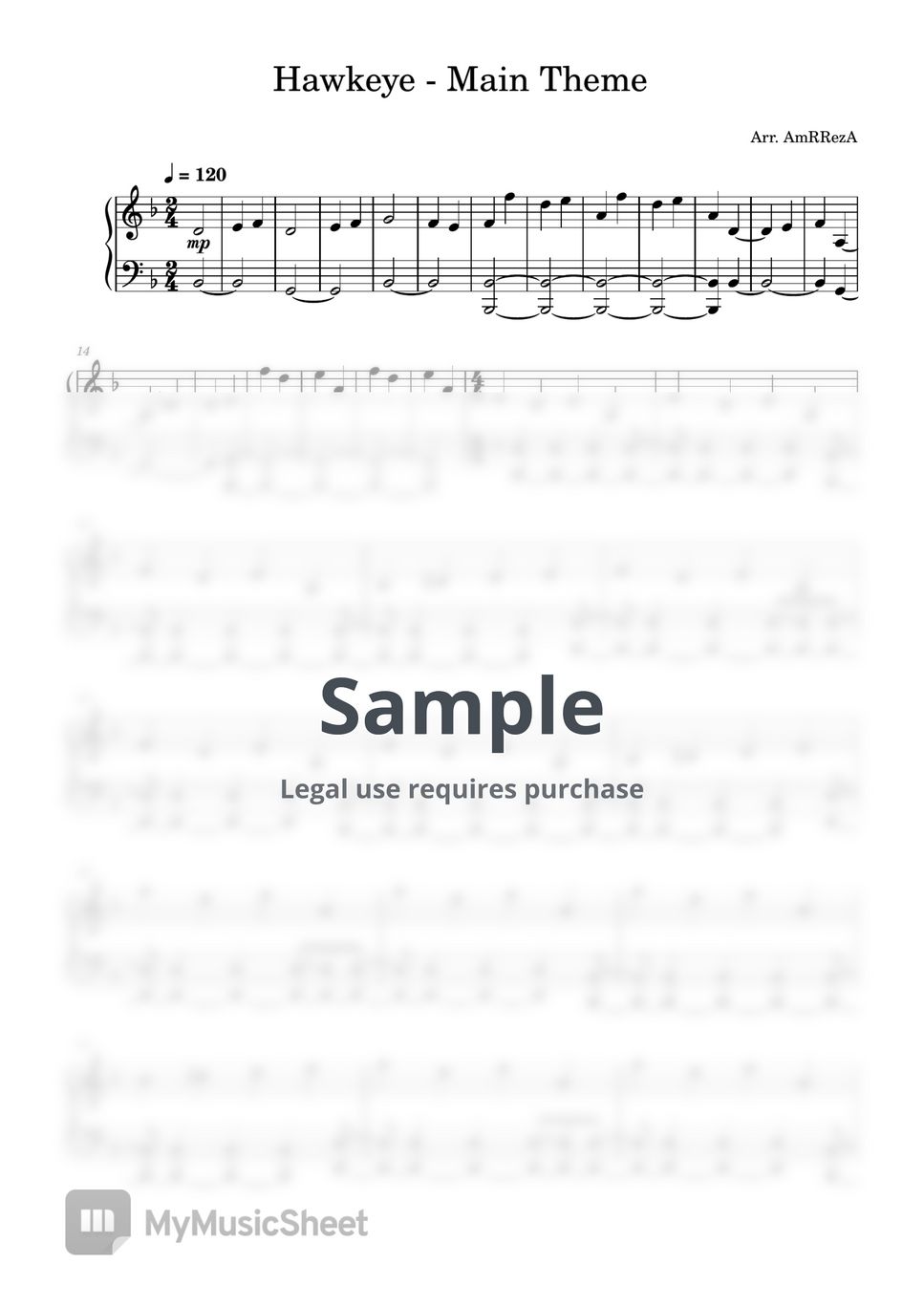 Christophe Beck & Michael Paraskevas - Main Theme (Hawkeye) Sheets by ...