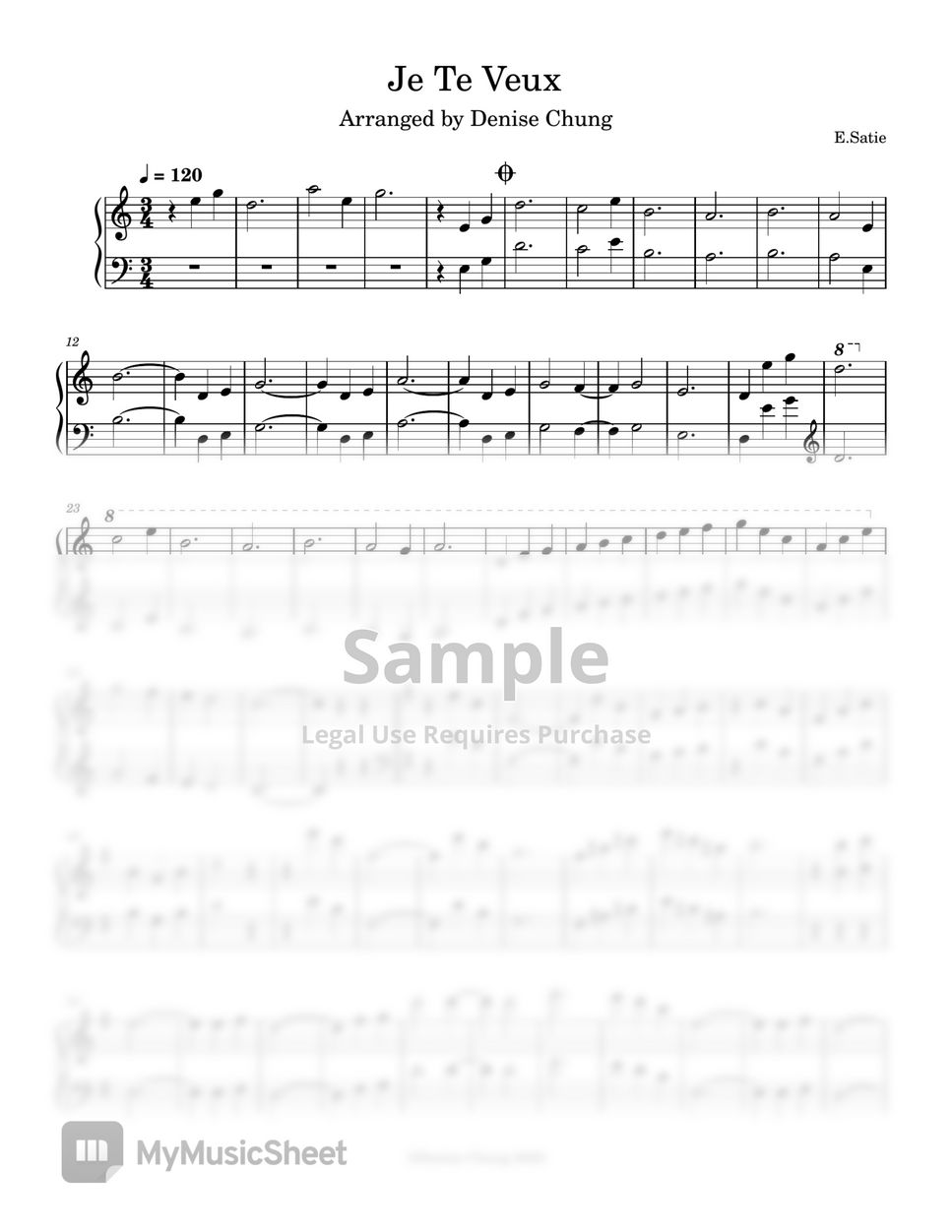 E.Satie - Je Te Veux (Classical) Nota by Denise Chung