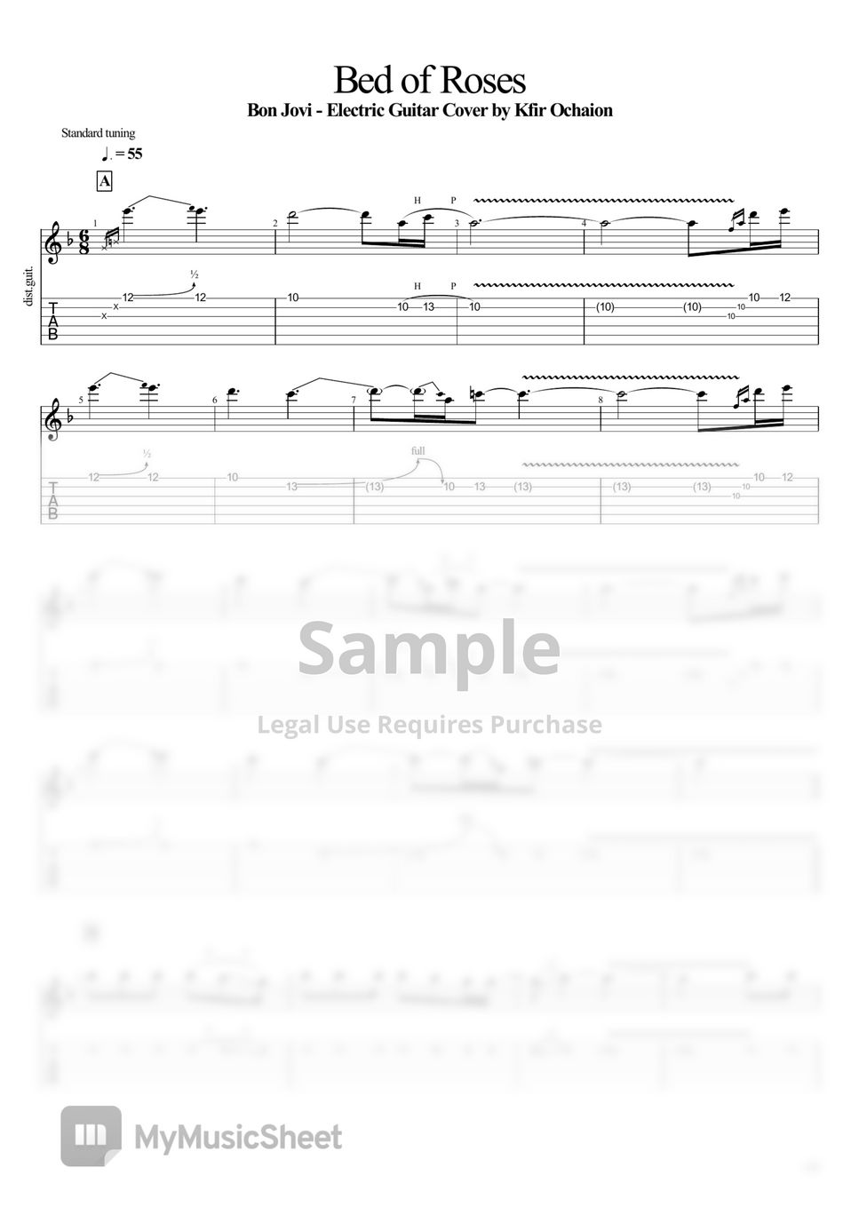 Bon Jovi - Bed of Roses Tab + 1staff by Kfir Ochaion