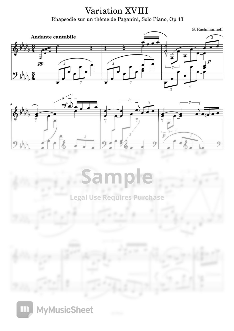 Sergei Vassilievitch Rachmaninoff - Rhapsody on a Theme of Paganini,Op. 43 - 18th Variation ...