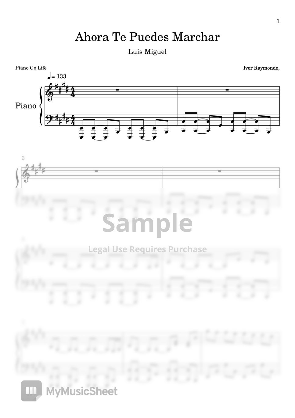 Luis Miguel - Ahora Te Puedes Marchar 악보 by Piano Go Life