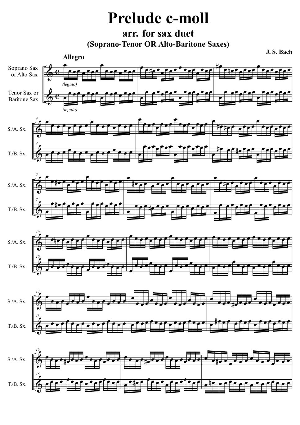 J. S. Bach - Prelude II c-moll from The Well-Tempered Clavier Book I (arr. for Soprano - Tenor ...