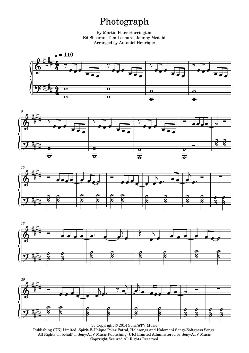 Ed Sheeran - Photograph 악보 by Sheet Music For Download