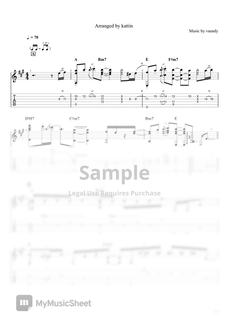 Vaundy 世界の秘密 ソロギター、fingerstyle Spartito By Kattin025