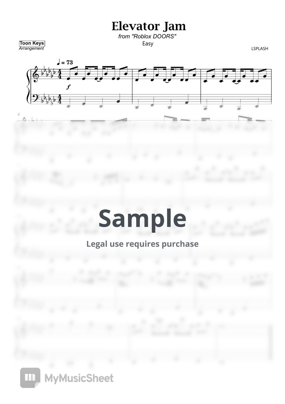 Roblox DOORS - Elevator Jam Sheet Music by Toon Keys