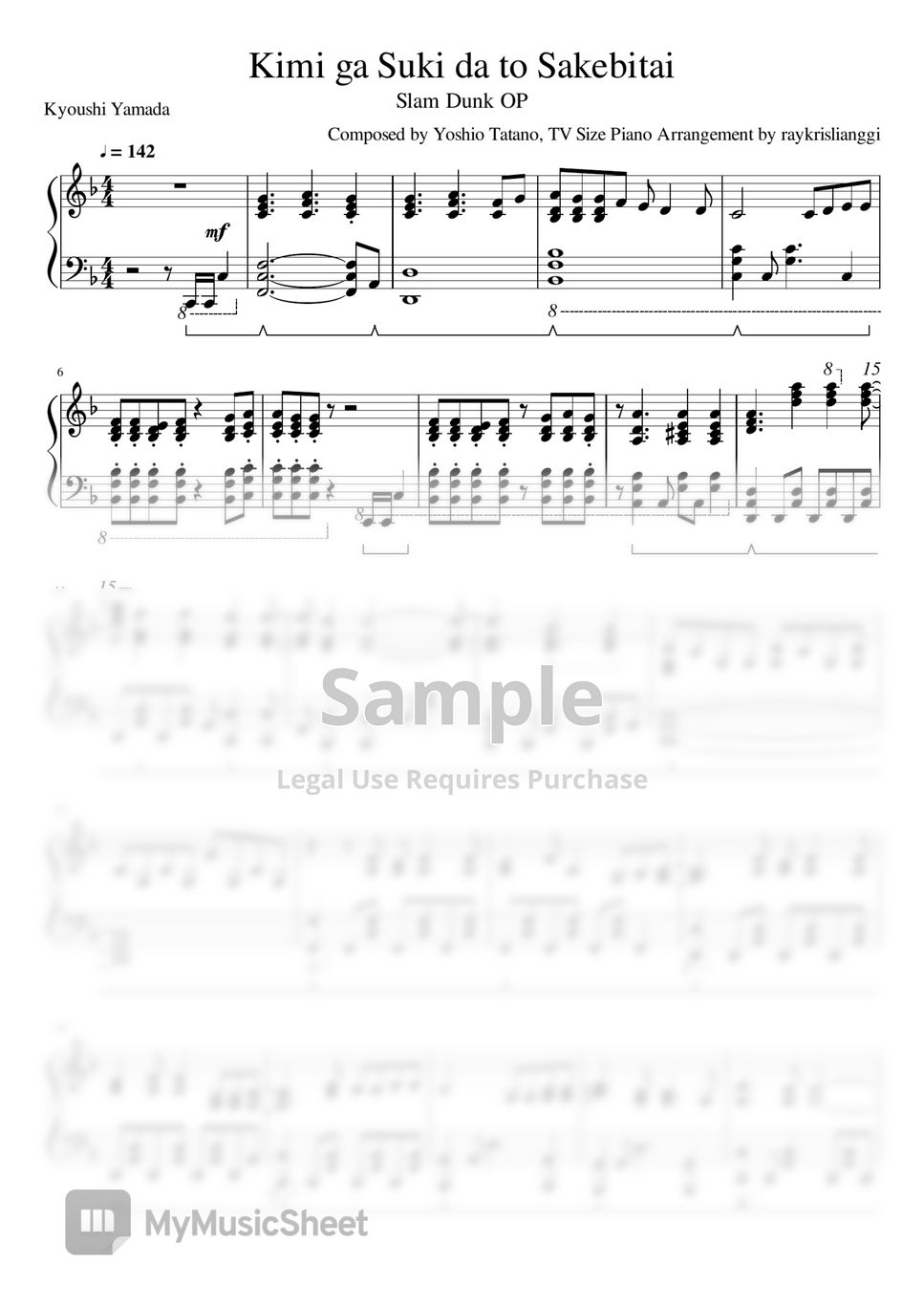 [PDF + MIDI Bundle] Slam Dunk OP - Kimi ga Suki da to Sakebitai (TV ...