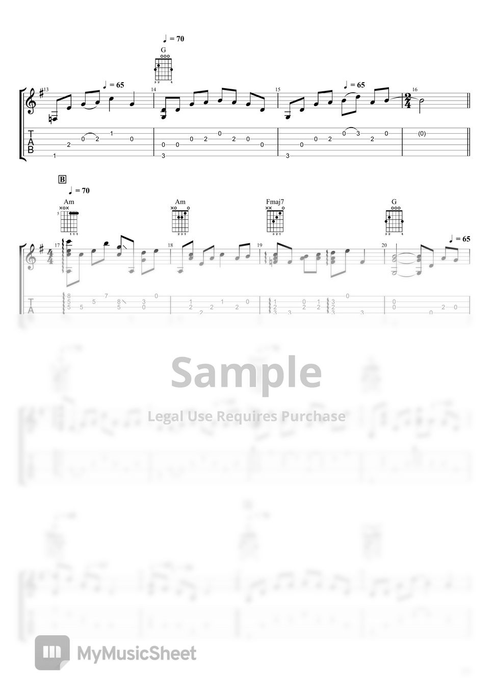 C418 | Fingerstyle Guitar - Wet Hands (Minecraft Theme) Sheet Music by ...