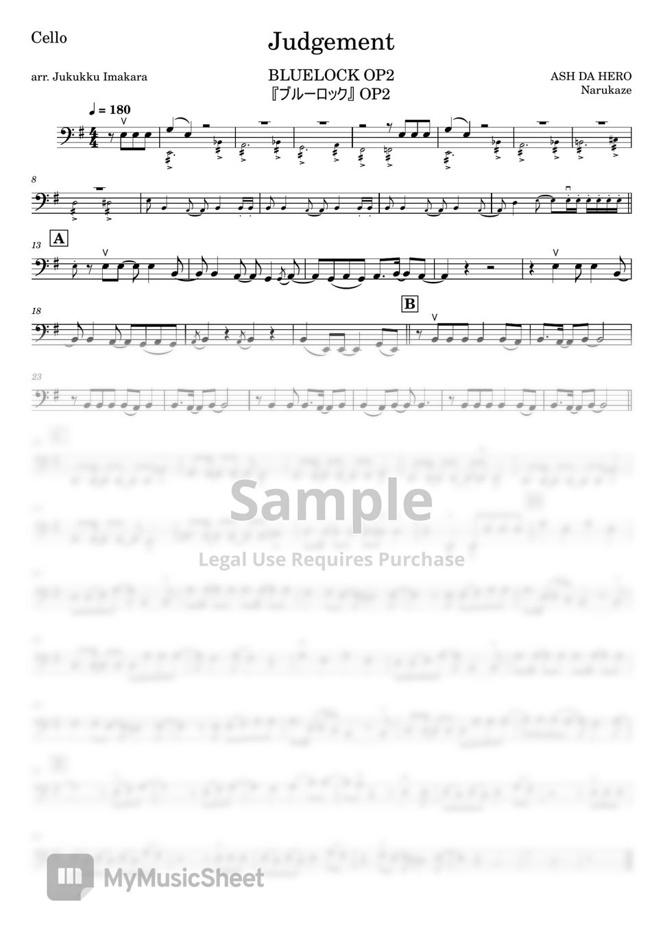 ASH DA HERO - Judgement [Blue Lock OP2] 악보 by Jukukku Imakara