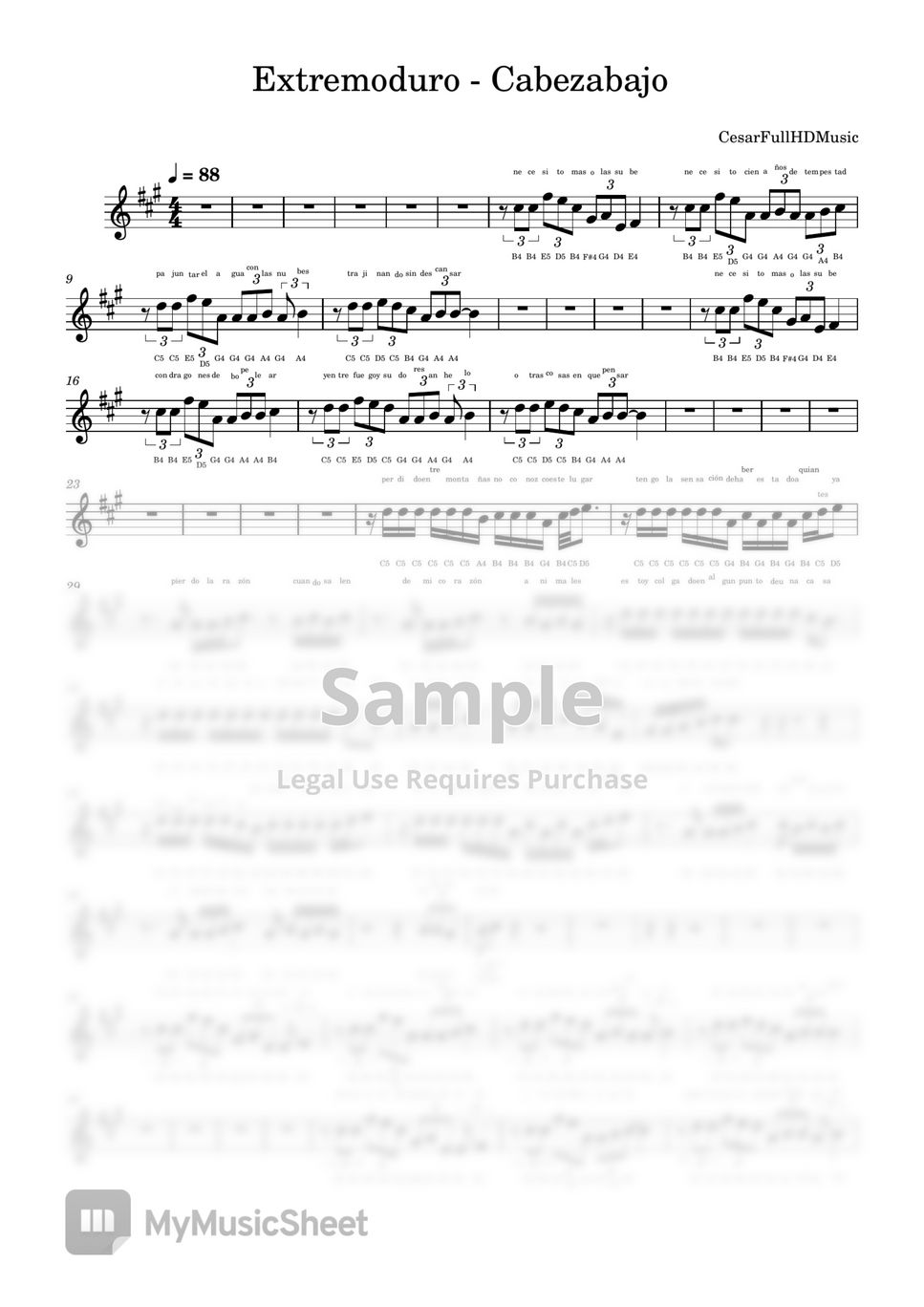 Extremoduro - Cabezabajo Sheet Music
