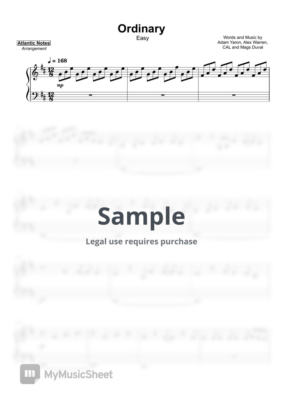 Alex Warren - Ordinary Sheets by Atlantic Notes