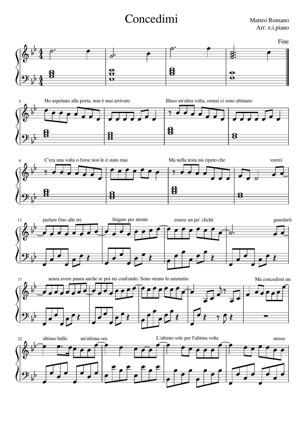 Matteo Romano - Concedimi Spartito by e.i.piano