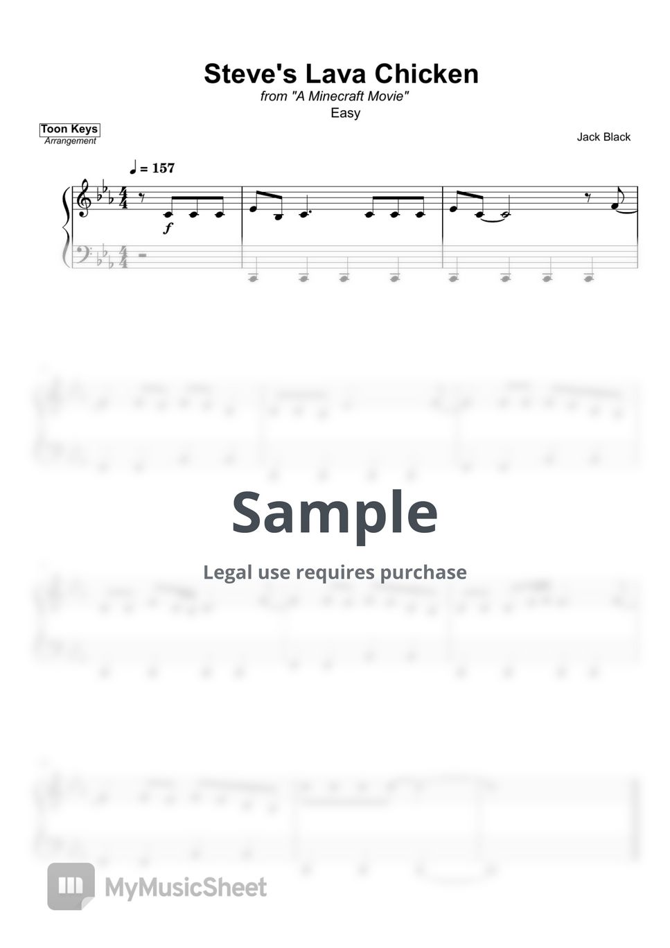 Jack Black - Steven's Lava Chicken (from A Minecraft Movie) Sheets by ...