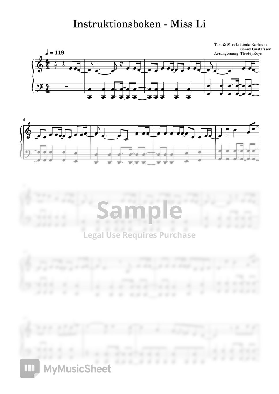 Miss Li - Instruktionsboken Sheets by TheddyKeys