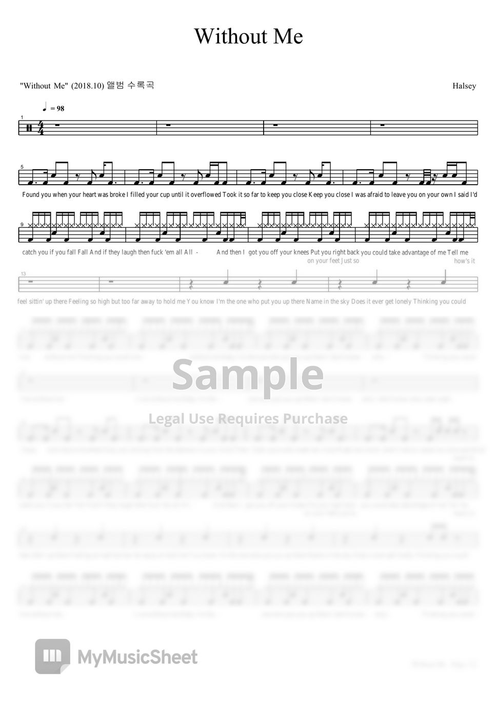 Halsey - Without Me Sheets by COPYDRUM