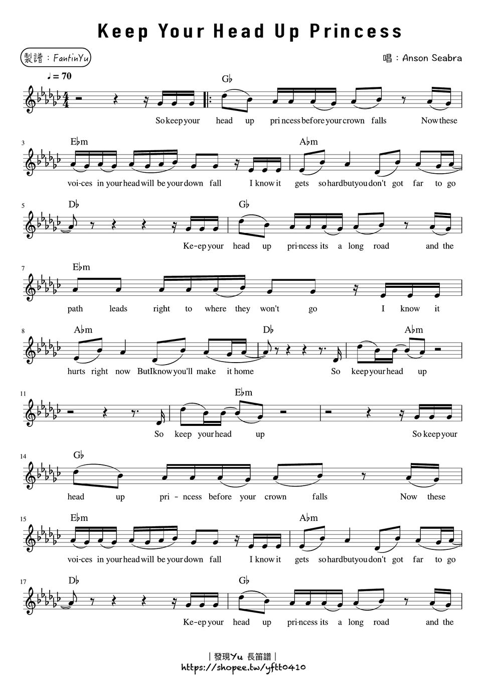 Anson Seabra - ｜Keep Your Head Up Princess｜ Sheets by FantinYu