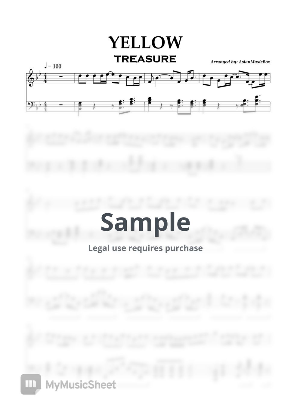 TREASURE - YELLOW 악보 by AsianMusicBox