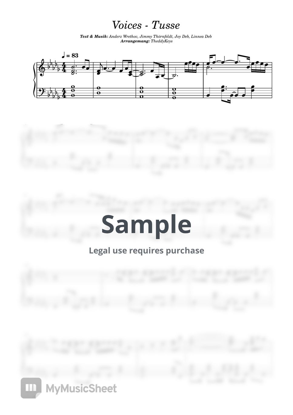 Tusse - Voices 악보 by TheddyKeys