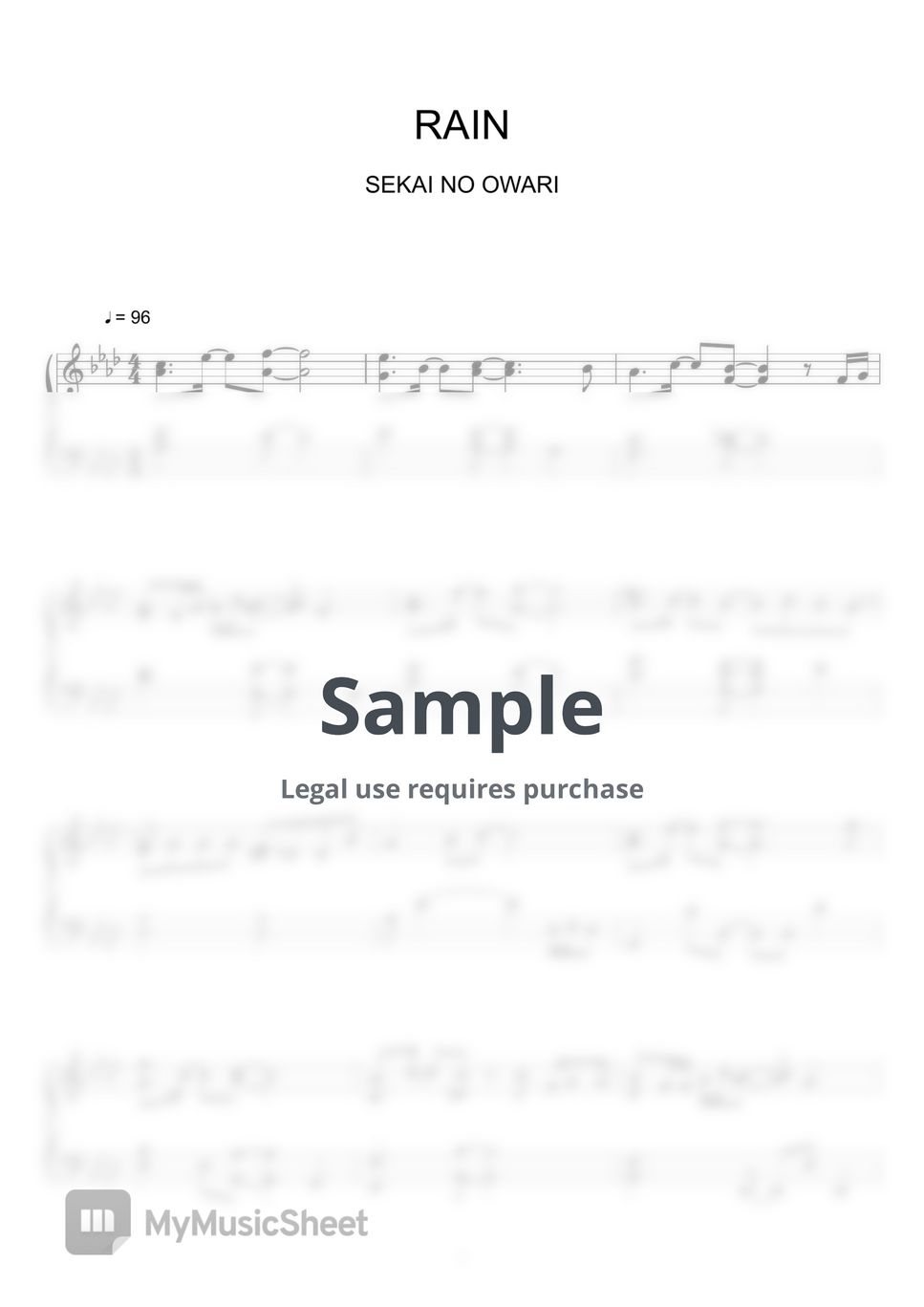 SEKAI NO OWARI - RAIN『メアリと魔女の花』 (Sheet Music, MIDI,) ピアノPDF | sayu | mymusic5