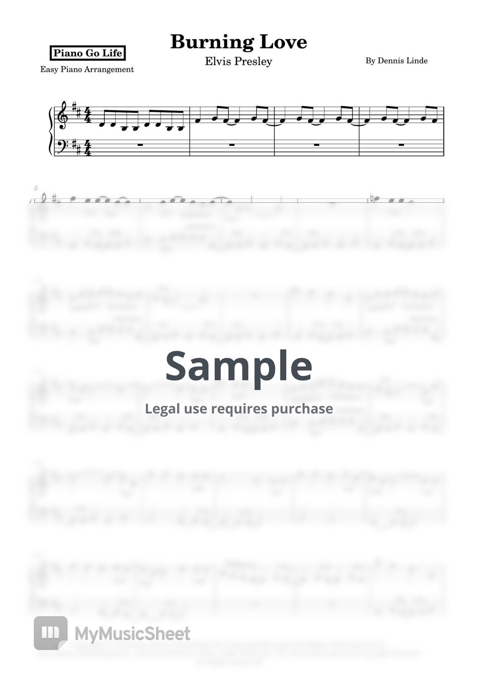 Elvis Presley - Burning Love (EASY) Sheets by Piano Go Life