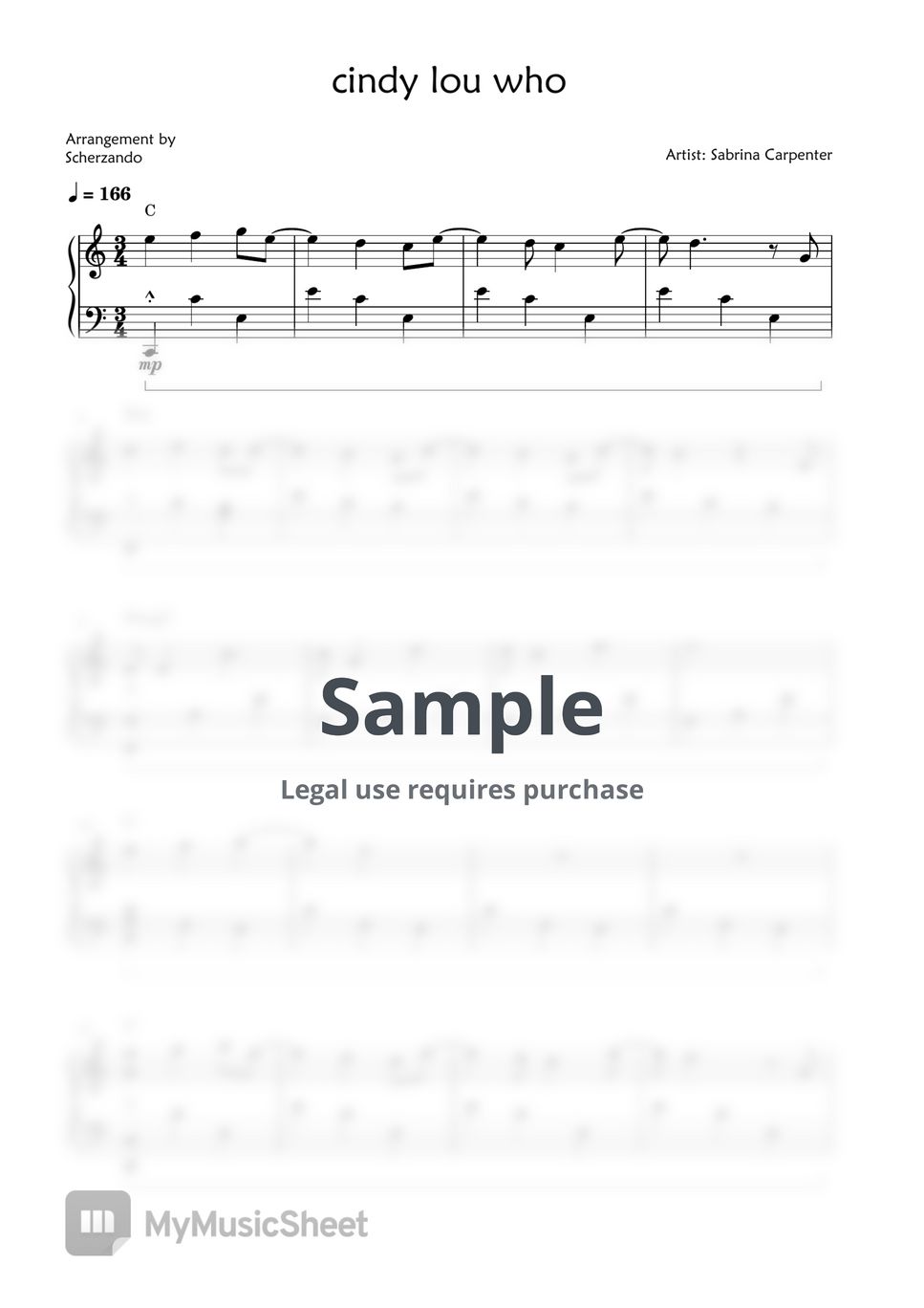 Sabrina Carpenter - cindy lou who (Piano Arrangement) Sheet Music by ...