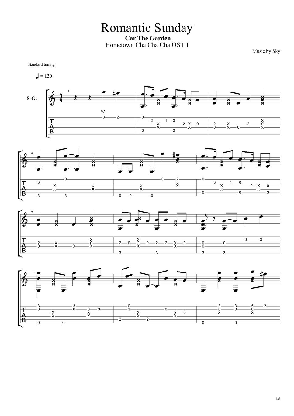 Car The Garden - Romantic Sunday [Hometown Cha Cha Cha OST 1] Sheets by Sky