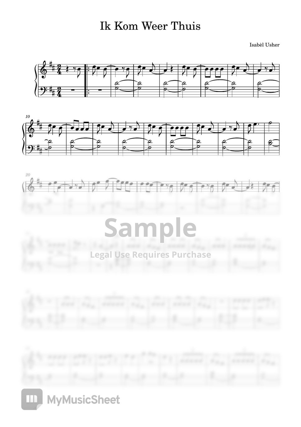 Isabèl Usher - Ik Kom Weer Thuis Sheet Music by All ini piano