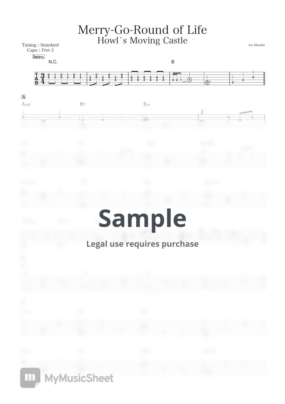 Joe Hisaishi - "Easy Version" Merry-Go-Round of Life Sheets by Easy ...