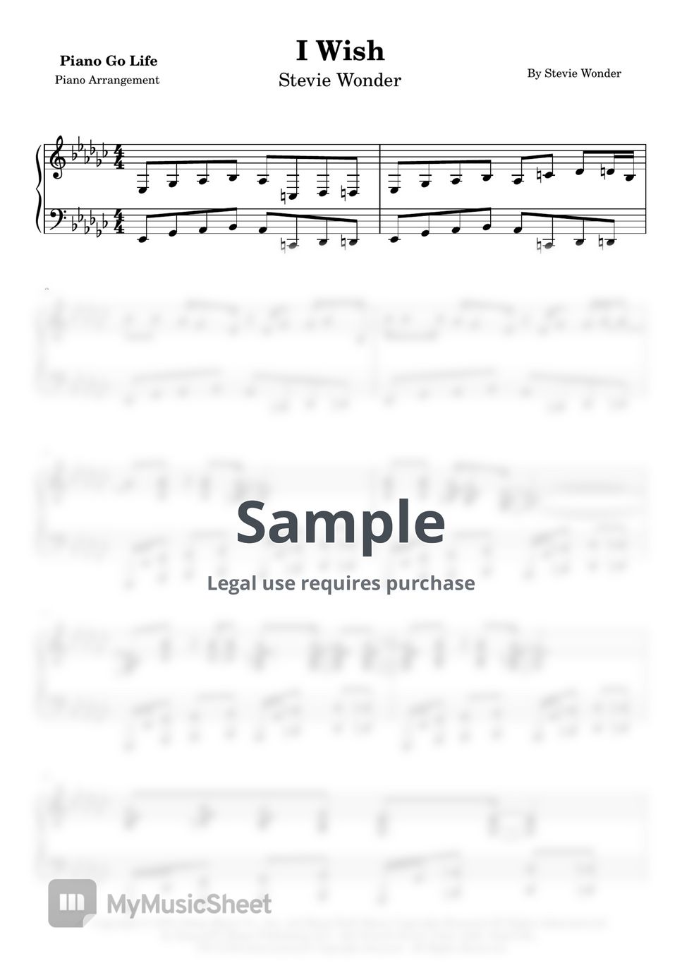 Stevie Wonder - I Wish 악보 by Piano Go Life