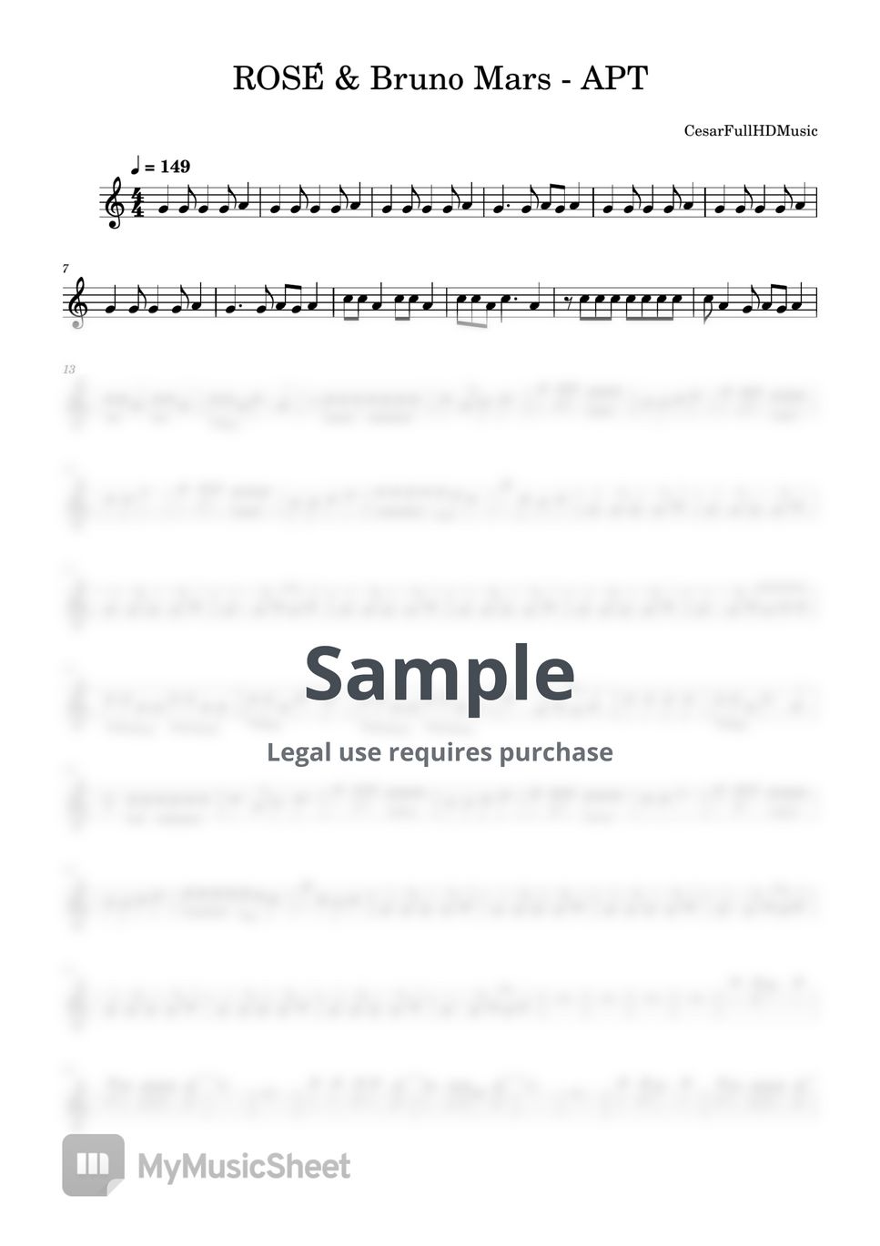 ROSÉ & Bruno Mars - APT 악보
