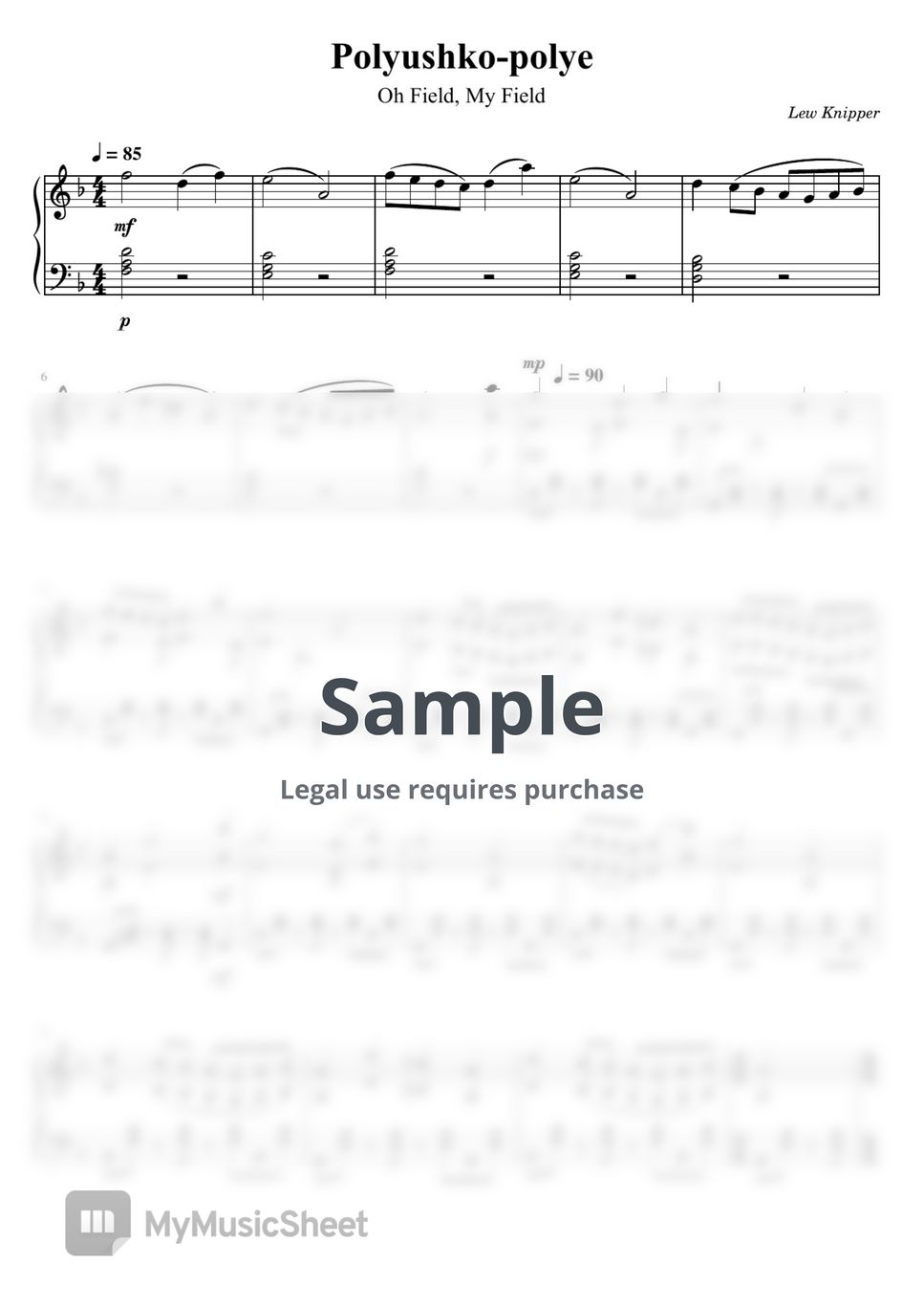 Lew Knipper - Polyushko-polye, Полюшко-поле Sheet Music by paganic