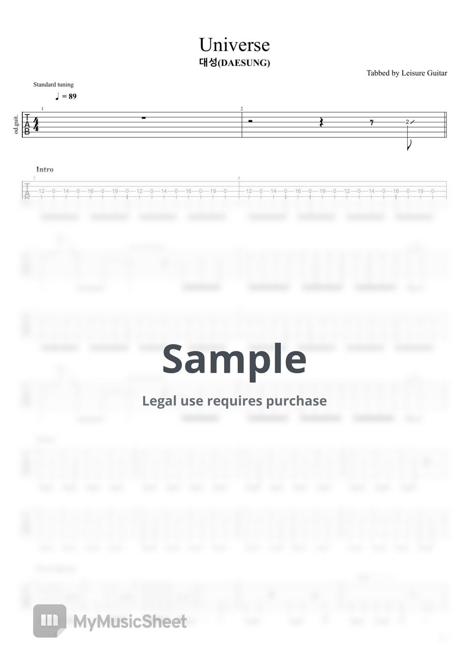 DAESUNG - Universe Sheet Music by Leisure Guitar