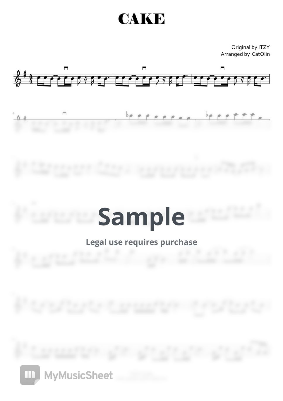 있지 - CAKE Sheet Music by 캣올린CatOlin