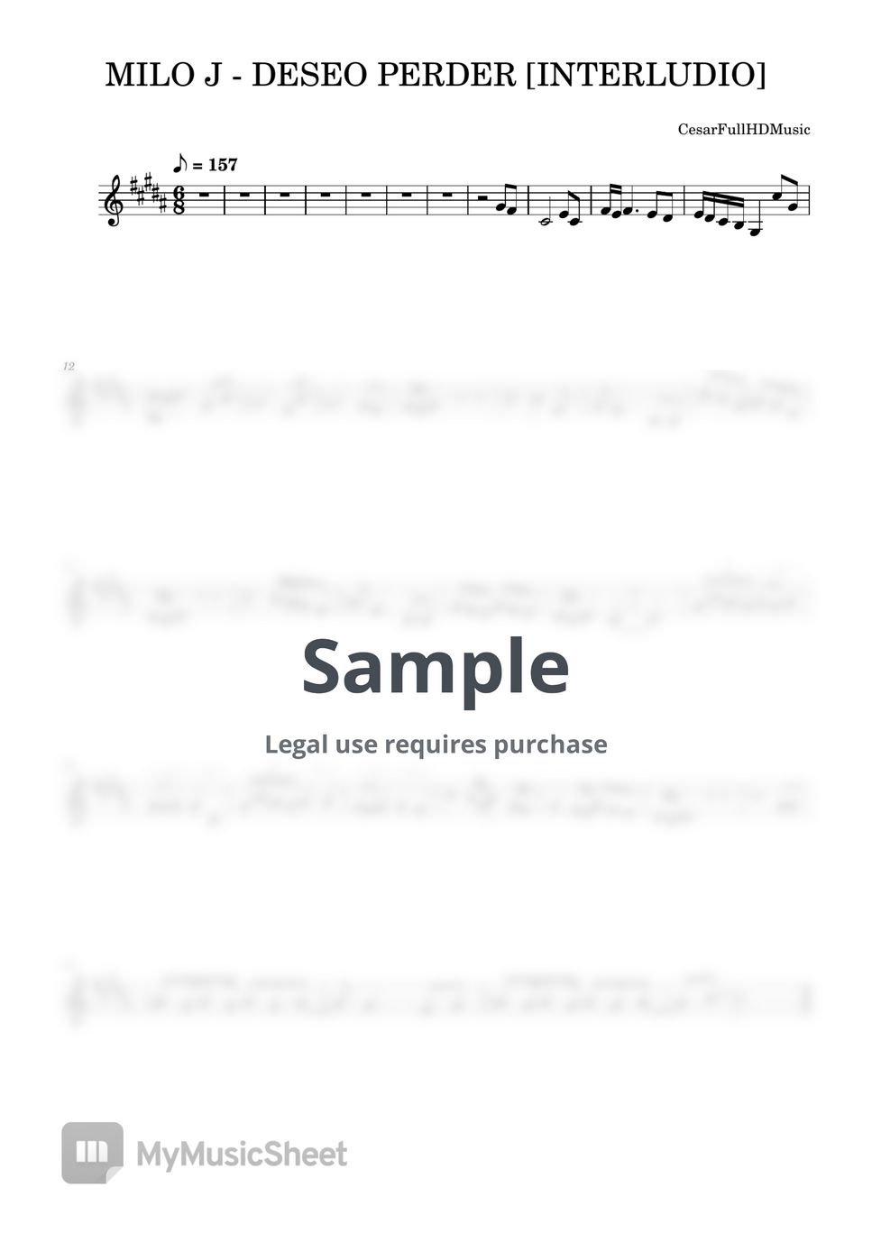 MILO J - DESEO PERDER [INTERLUDIO] Sheets