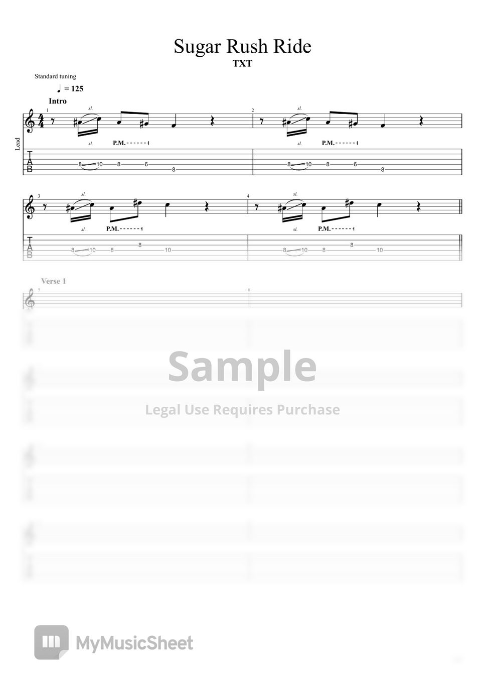 TXT - Sugar Rush Ride Tab + 1staff by Rob Ethereal
