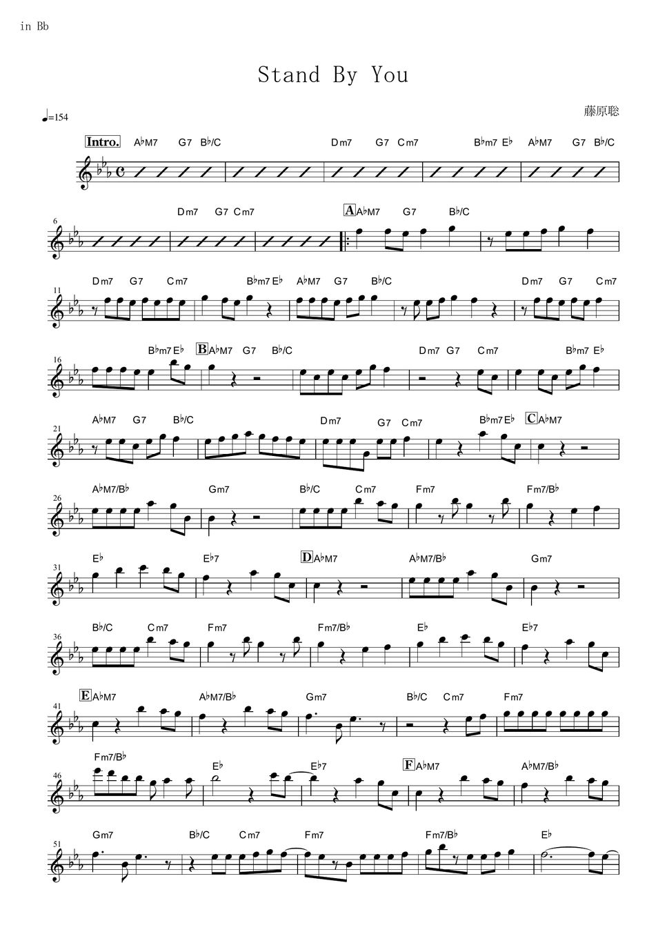 Official HIGE DANdism - Stand By You (in Bb) Sheet