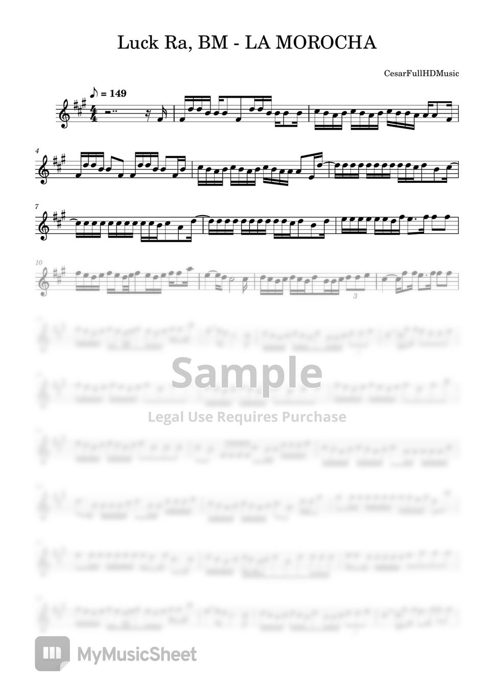 Luck Ra, BM - LA MOROCHA Sheet Music