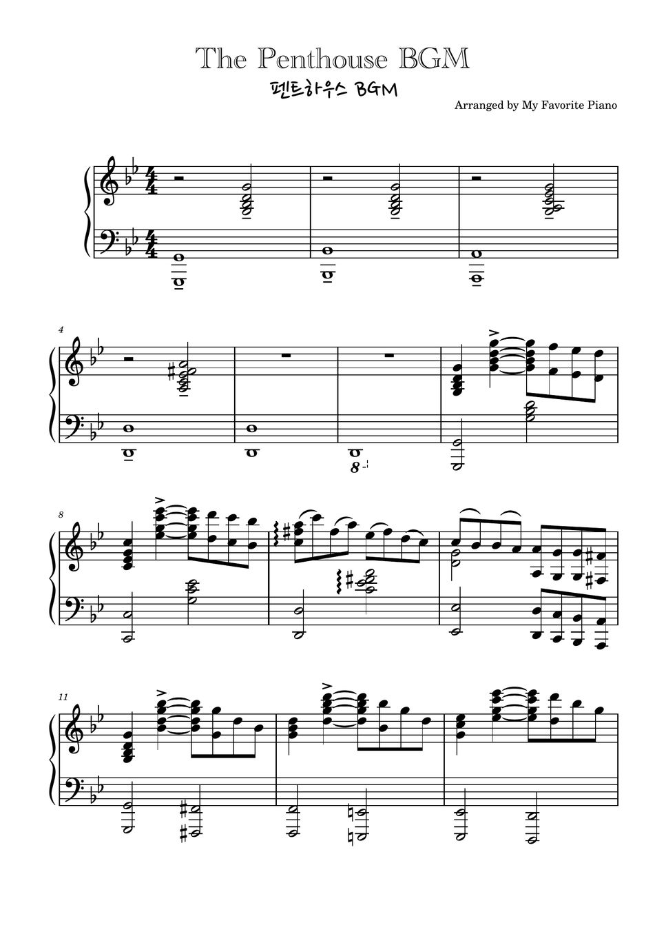 Penthouse OST - BGM Partition musicale by My Favorite Piano
