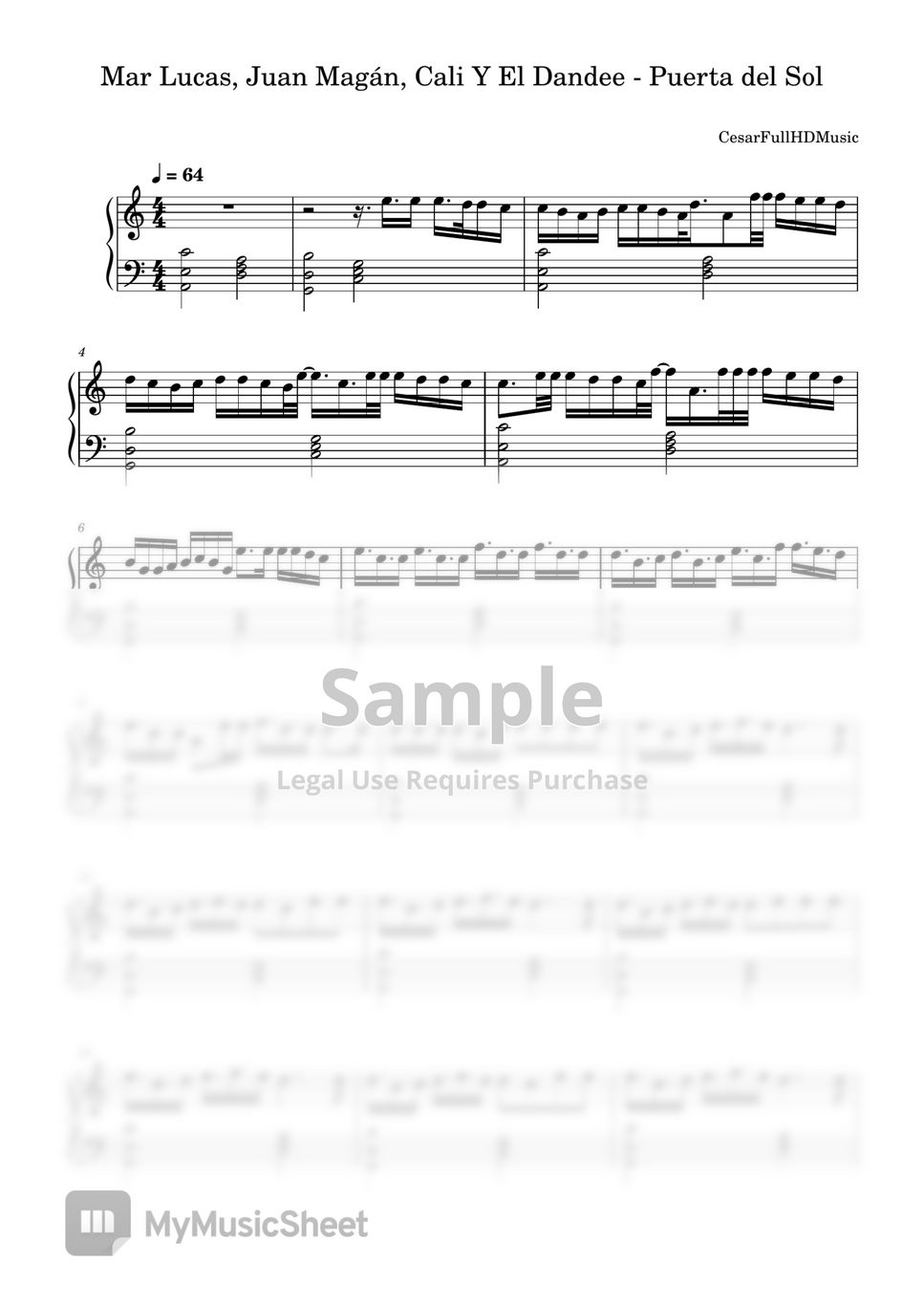 Mar Lucas, Juan Magán, Cali Y El Dandee - Puerta del Sol Sheet Music