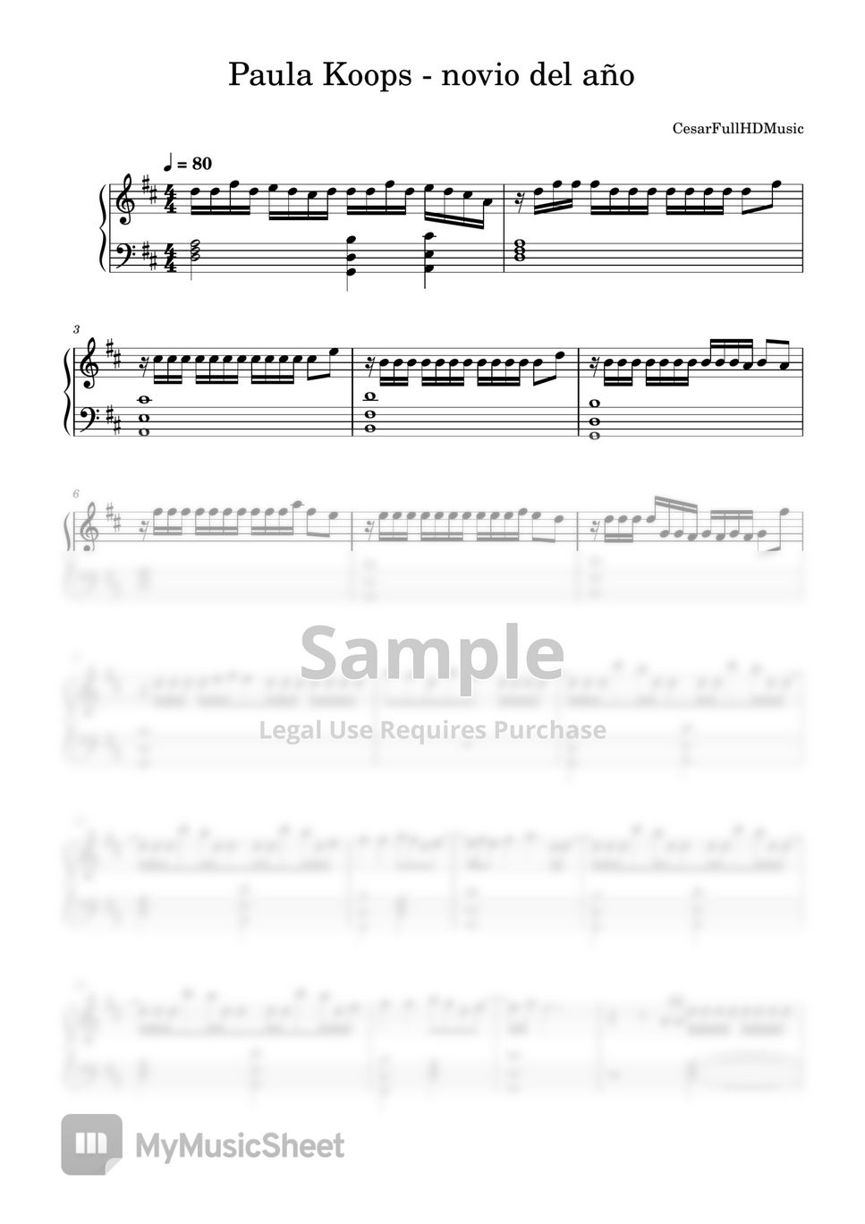 Paula Koops - novio del año Sheet Music