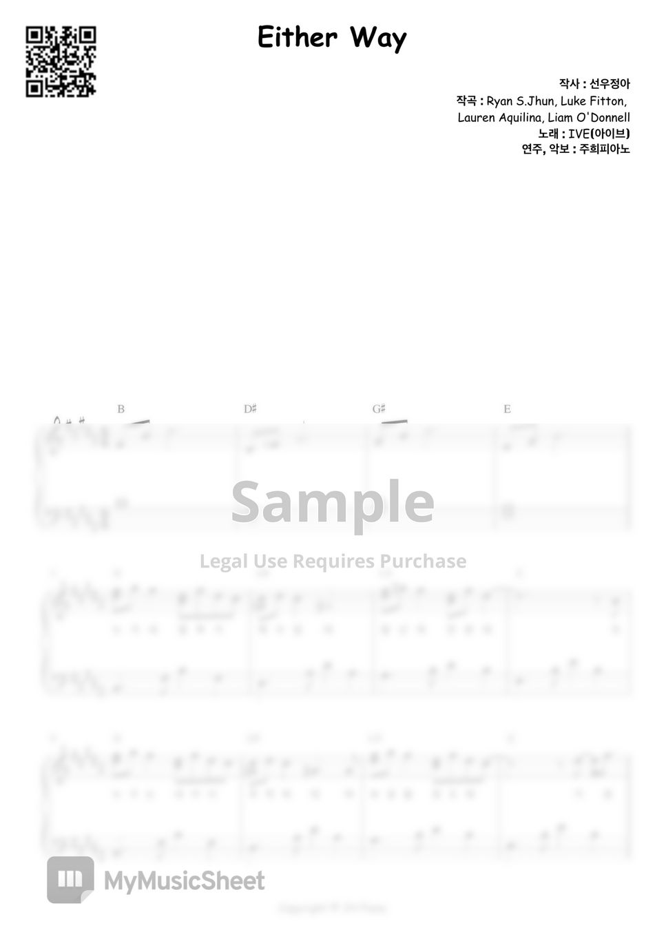 IVE - Either Way (Ckey 포함) Sheets by JH Piano
