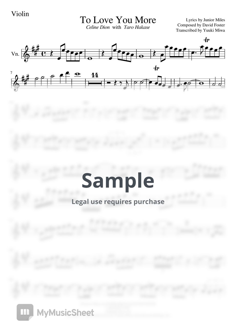 Celine Dion - To Love You More Sheet Music by Yuuki Miwa