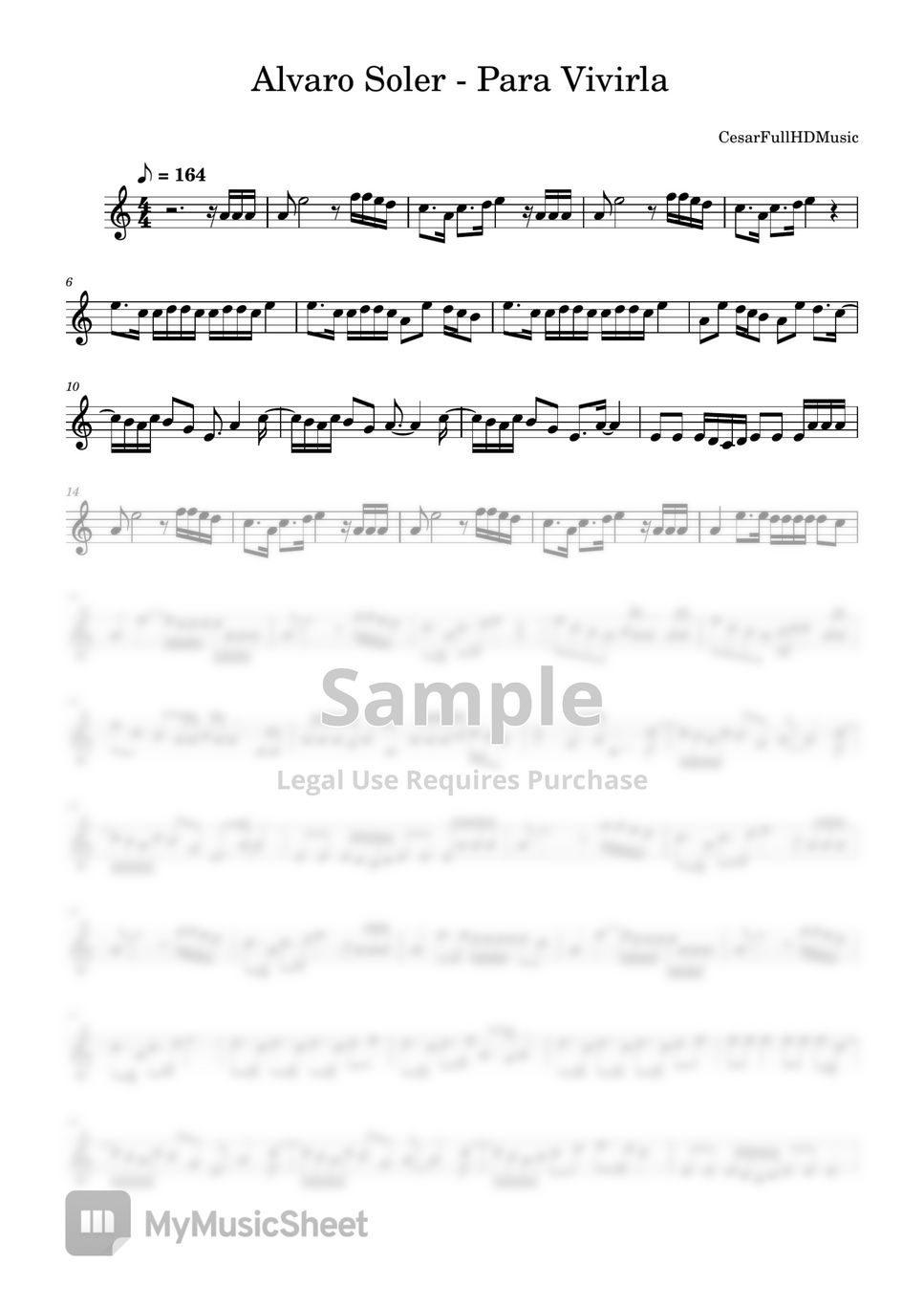 Alvaro Soler - Para Vivirla Sheet Music