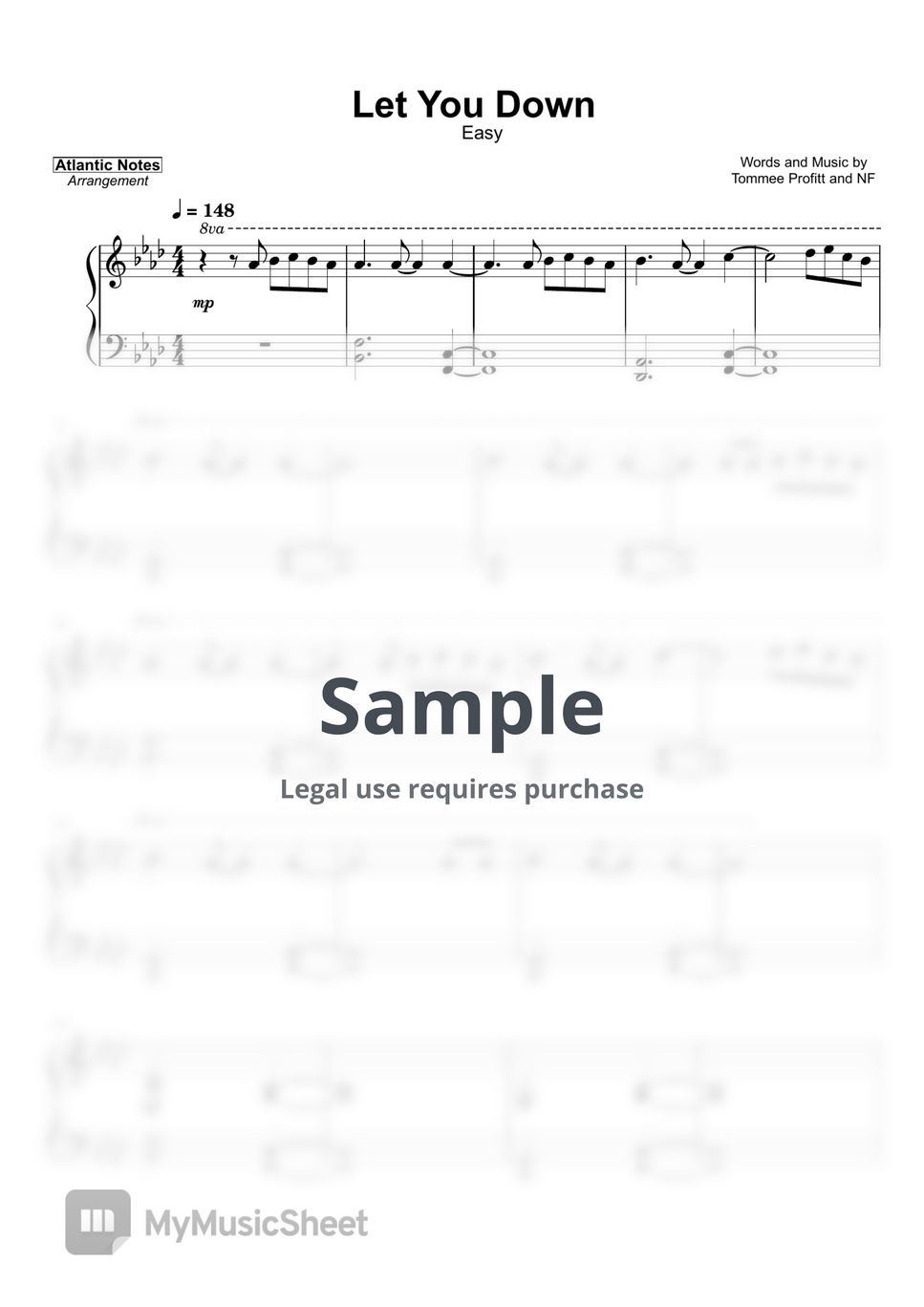 NF - Let You Down Sheet Music by Atlantic Notes