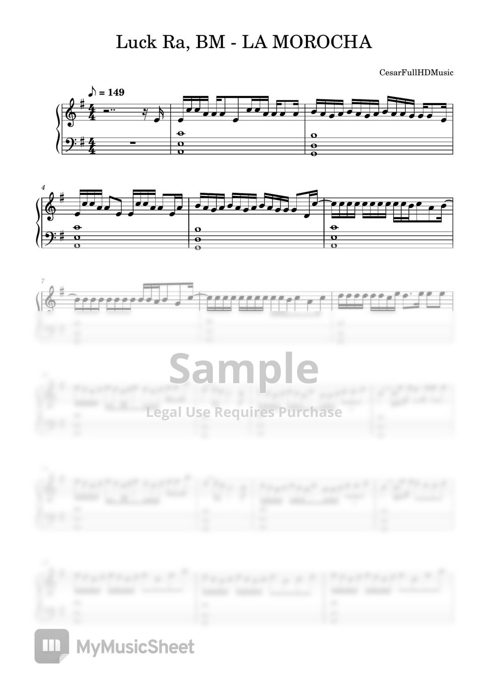 Luck Ra, BM - LA MOROCHA 악보
