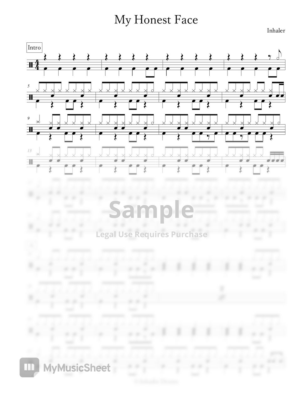 Inhaler - My Honest Face 乐谱 by Arkadia Drums