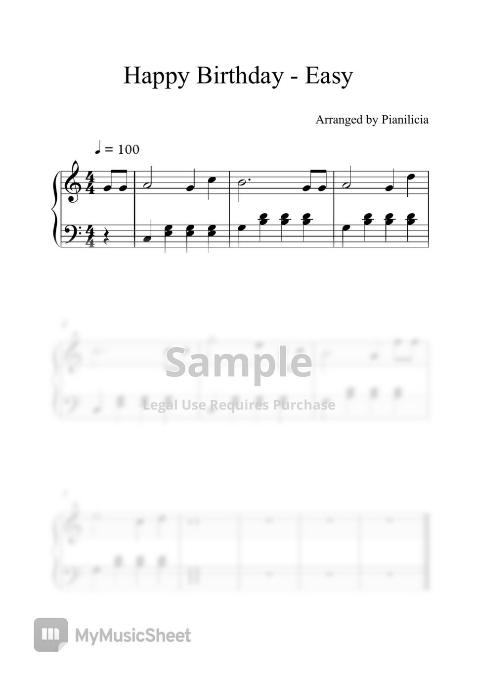 Happy Birthday Simple Sheet Music