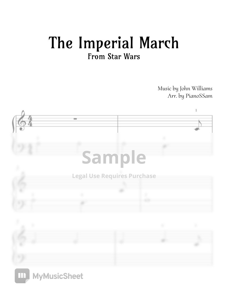 John Williams - [Beginner] Imperial March (Star Wars) 악보 by PianoSSam