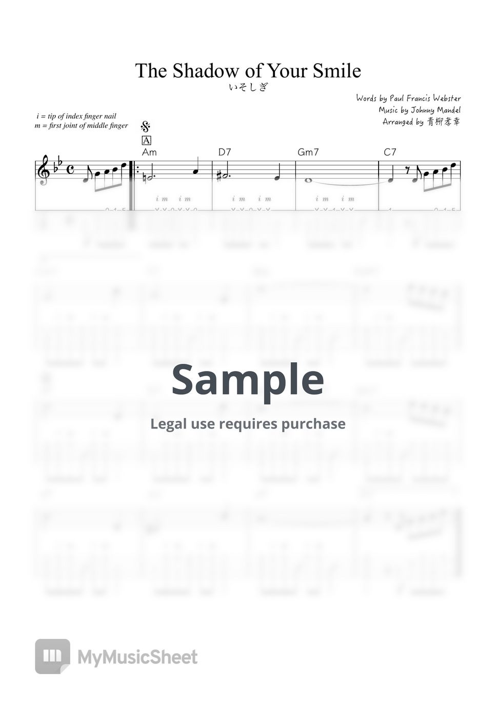 Johnny Mandel - The Shadow of Your Smile TAB+1 Staff by Takayuki Aoyagi