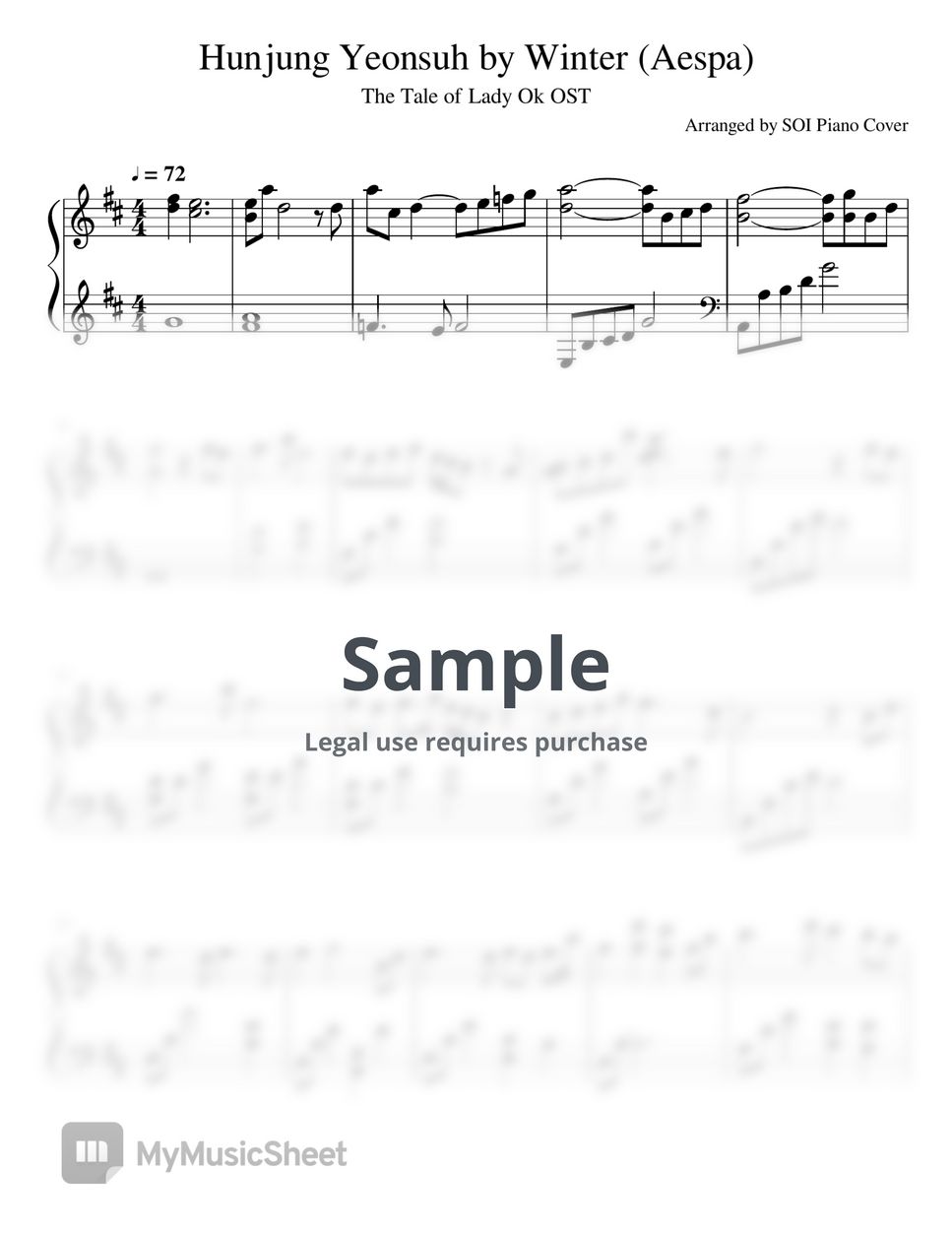 [The Tale of Lady Ok OST] Winter (Aespa) - Hunjung Yeonsuh (Solo Piano) Sheets by SOI Piano Cover