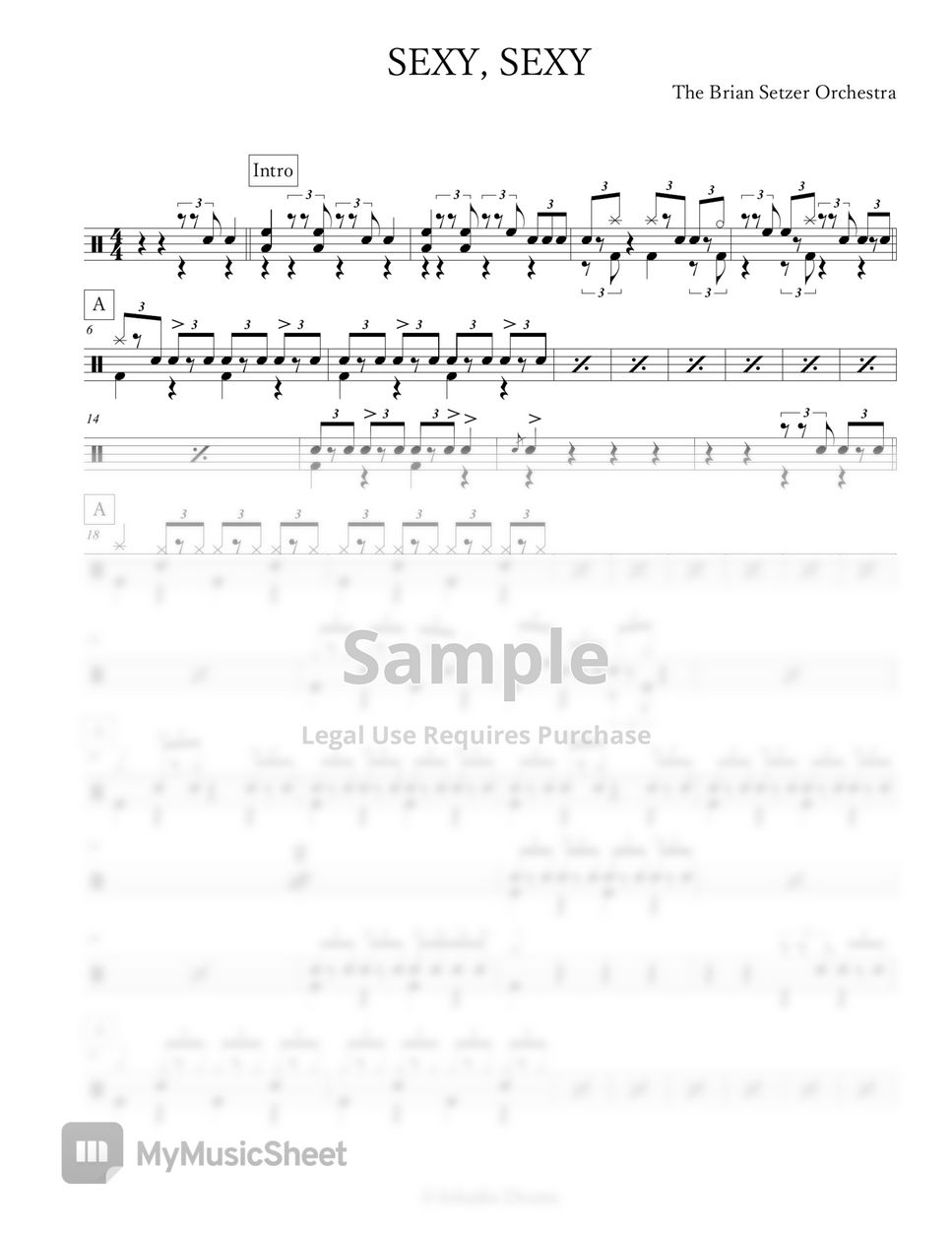 The Brian Setzer Orchestra - SEXY, SEXY 악보 by Arkadia Drums